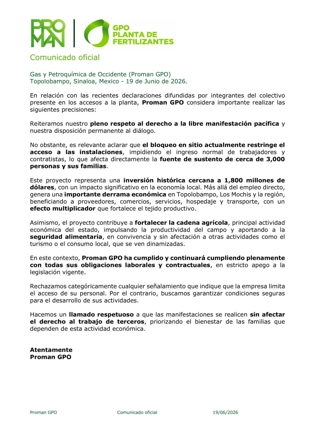 Proman GPO acusa que bloqueo en Topolobampo afecta a 3 mil trabajadores ...
